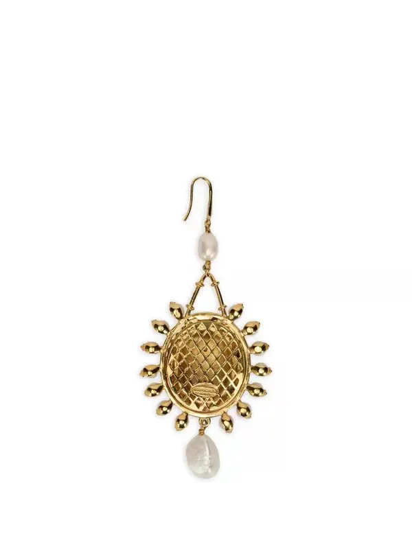Roberto Cavalli Snake Motif Pearl-embellished Drop Earrings