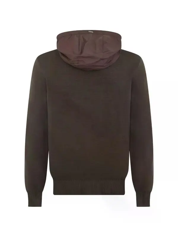 Herno Fine-knit Hoodie With Contrasting Hood - Brown