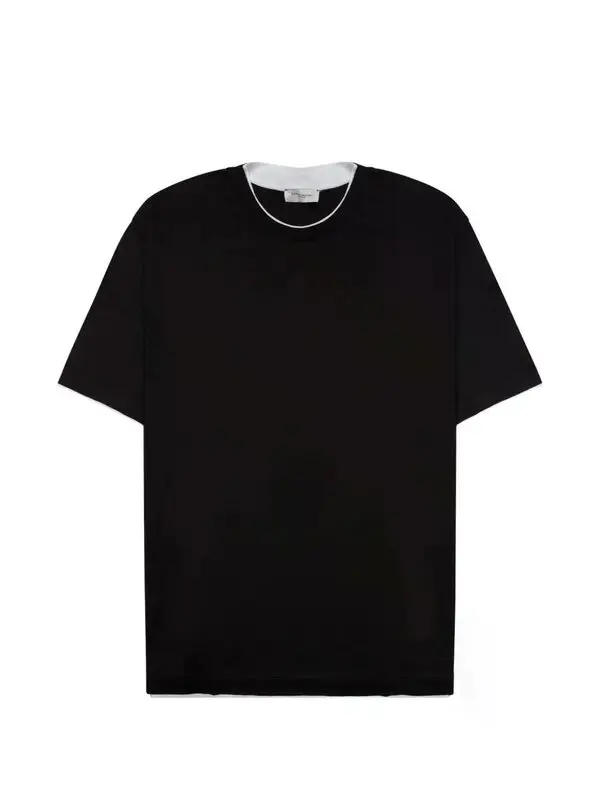 PAOLO PECORA Layered-effect Cotton T-shirt - Black