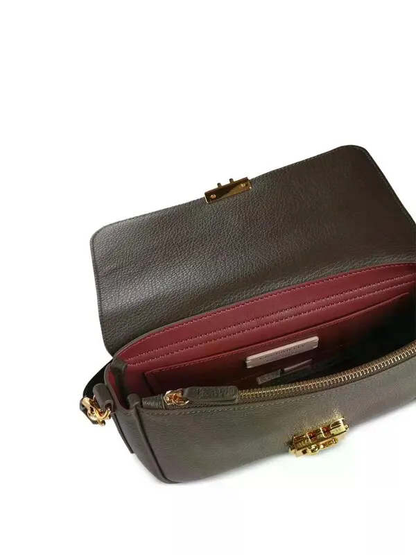 COCCINELLE Grainy Leather Shoulder Bag With Twist-lock Fastening - Brown