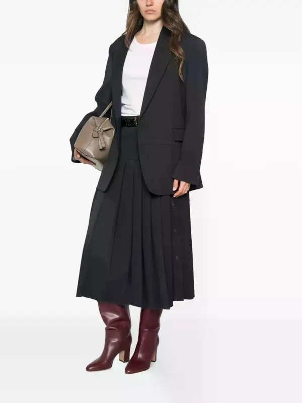 N°21 Pleated Button-detail Midi Skirt
