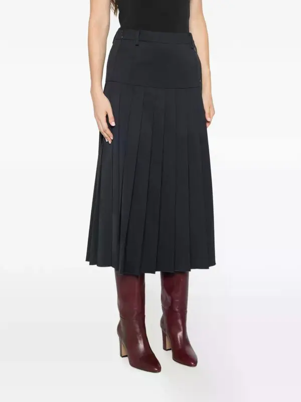 N°21 Pleated Button-detail Midi Skirt