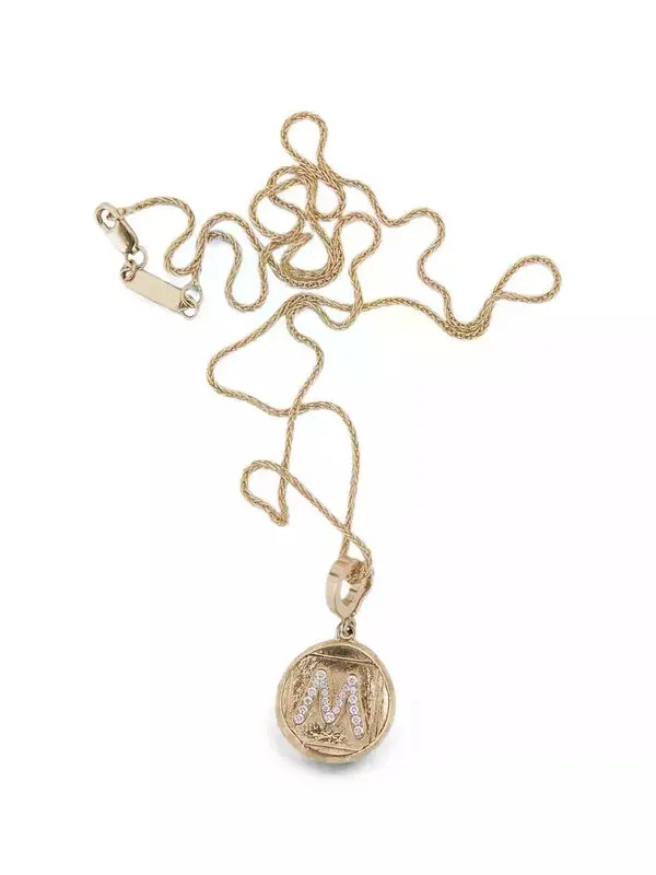 AZLEE 18k Yellow Diamond Initial Coin Pendant - Gold