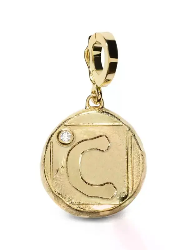 AZLEE Diamond Initial Coin Pendant - Gold