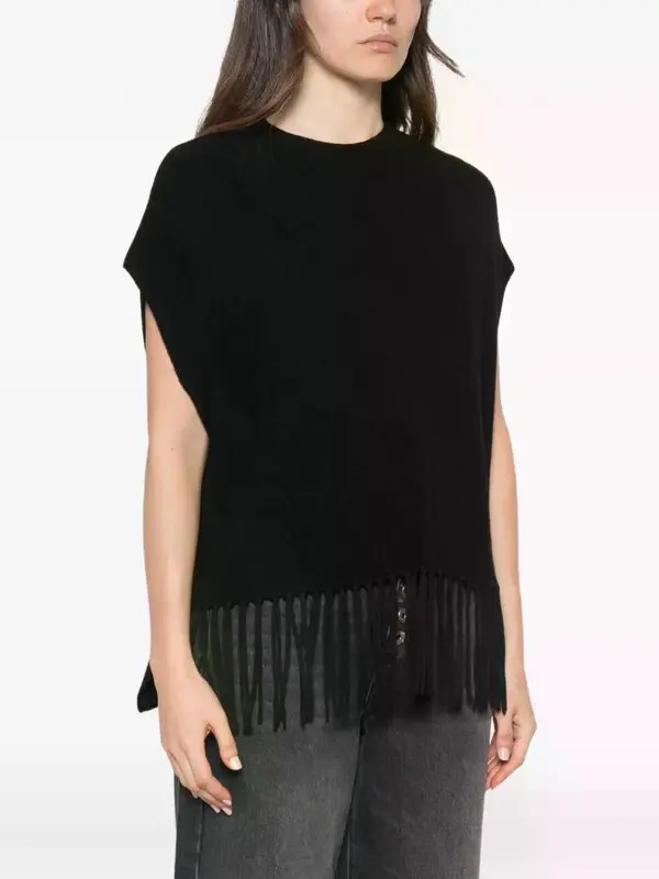 Patrizia Pepe Knitted Poncho With Fringe