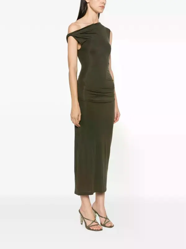 Patrizia Pepe Asymmetric Draped Midi Dress - Green