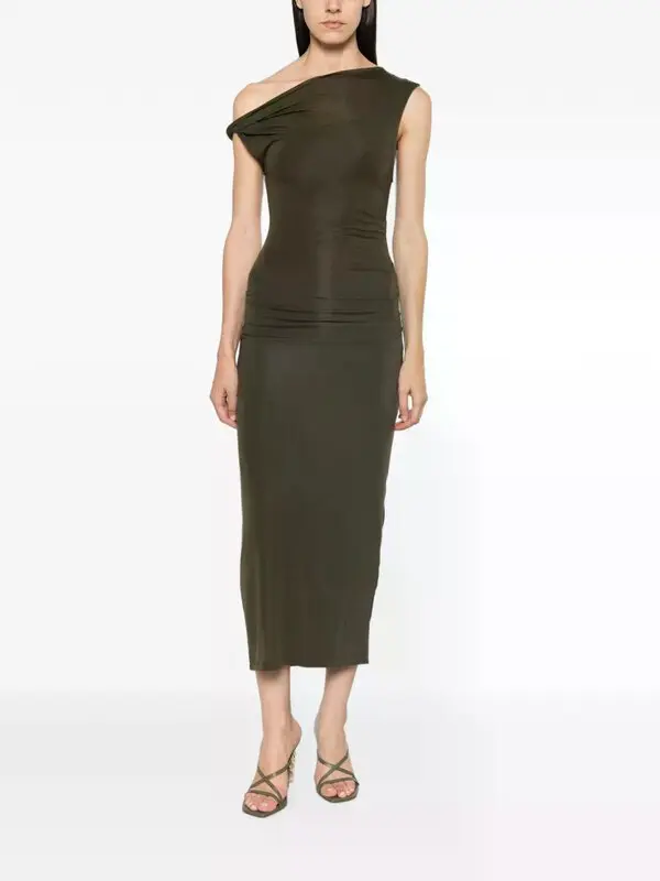 Patrizia Pepe Asymmetrical Draped Midi Dress