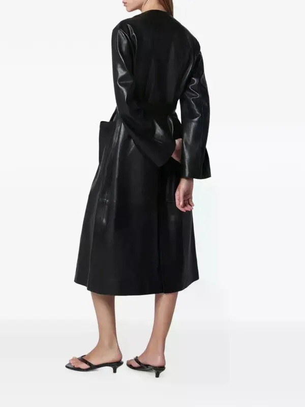 Nour Hammour Ruelle Belted Leather Trench Coat