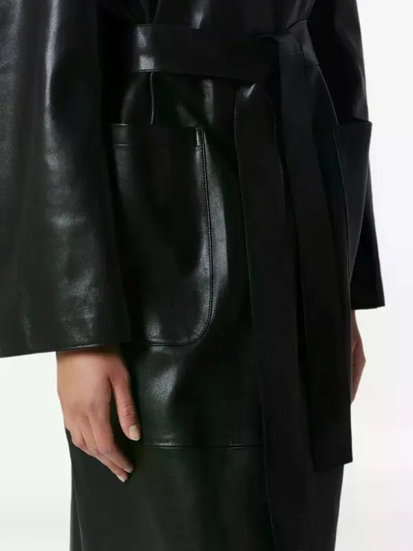 Nour Hammour Ruelle Belted Leather Trench Coat