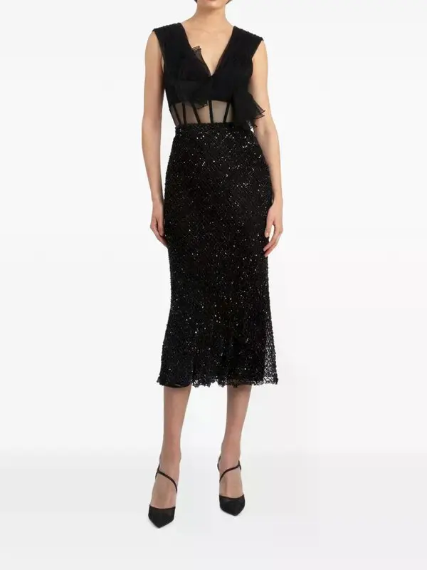 GEMY MAALOUF Beaded Midi Skirt