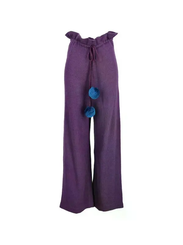 Kenzo Pompom-detail Drawstring Trousers - Purple