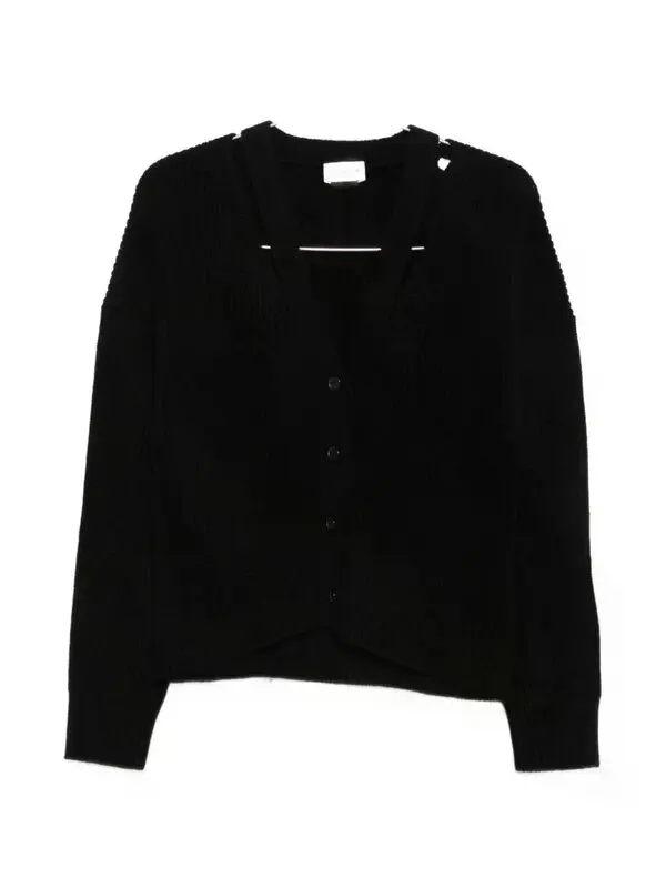 P.a.r.o.s.h Ribbed-knit Cut-out Cardigan - Black