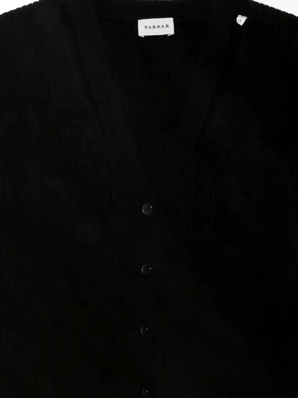 P.a.r.o.s.h Ribbed Knit Cut-out Cardigan - Black
