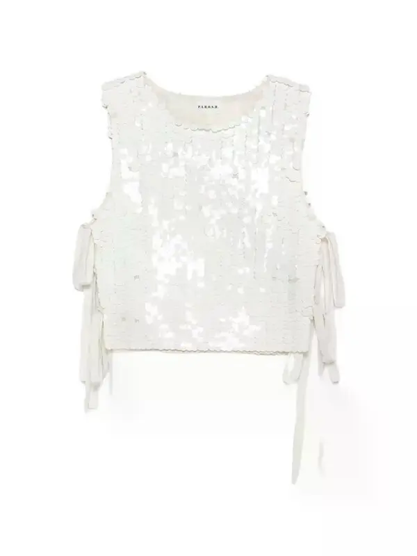P.a.r.o.s.h Sequin-embellished Side-tie Top - White