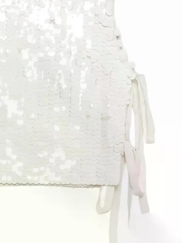 P.a.r.o.s.h Sleeveless Sequin Embellished Cropped Top With Side Ties - White