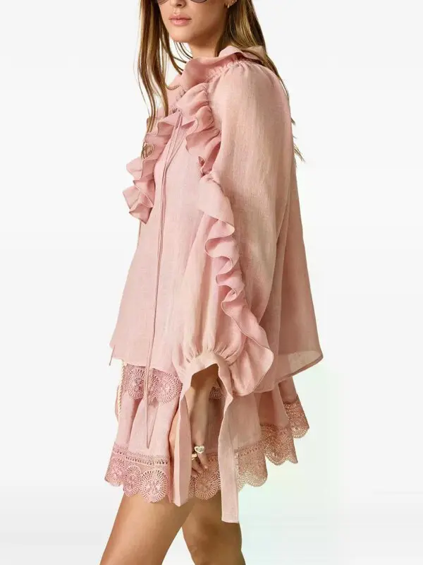 PNK Ruffled Lace-trim Blouse
