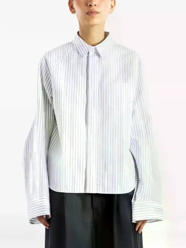 Sacai Striped Classic Collar Shirt - White