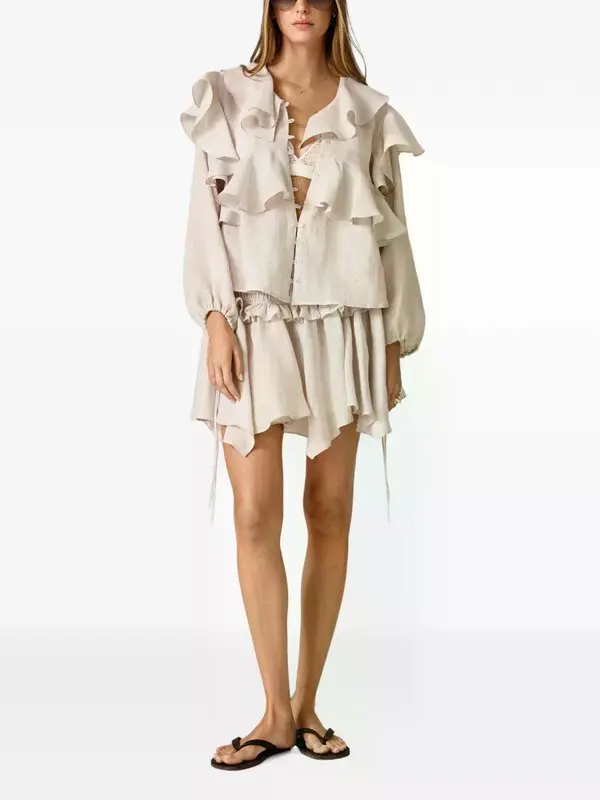 PNK Smocked-waist Ruffled Mini Skirt
