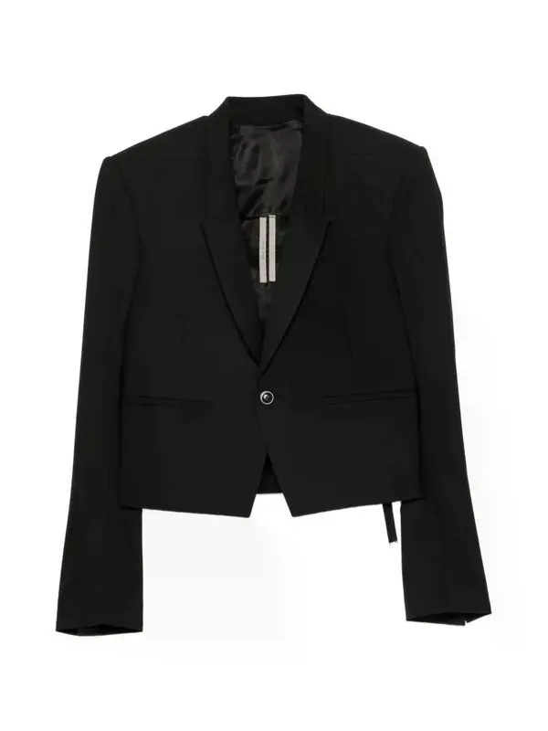 Rick Owens Cropped Blazer With Buckle-strap Detail - Black
