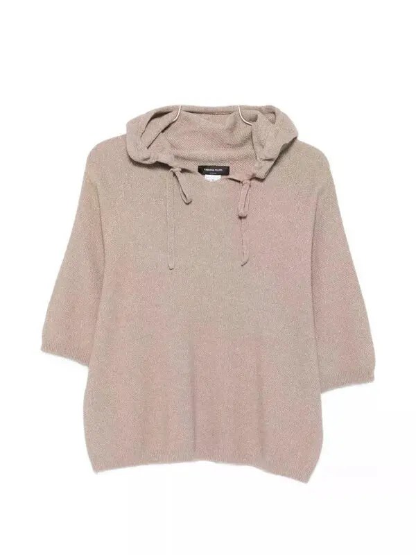 Fabiana Filippi Drawstring Knitted Hoodie - Neutrals