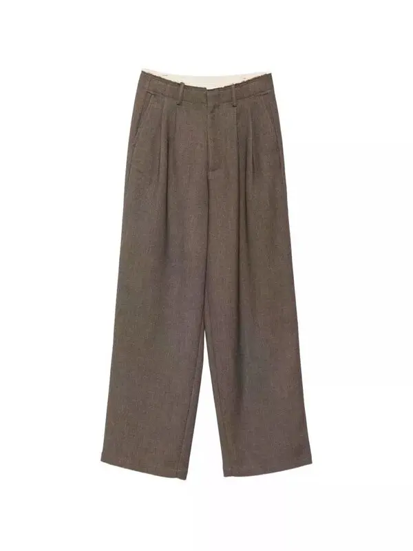 ELEH Pleated Palazzo Pants - Brown