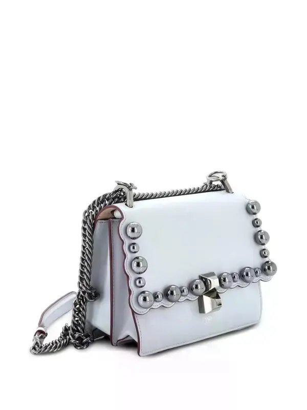 Fendi Kan I Bag Studded Leather Small Shoulder Bag - Blue
