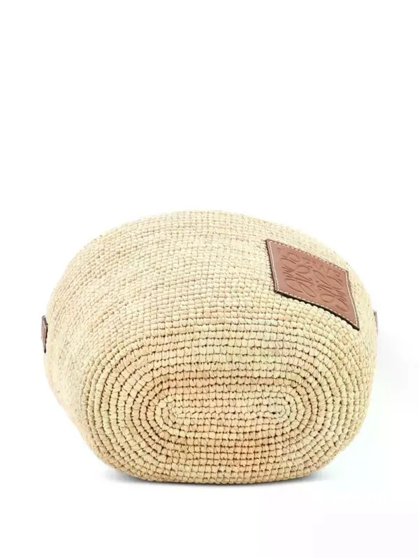 Loewe Woven Raffia And Leather Anagram Jacquard Bucket Bag - Brown