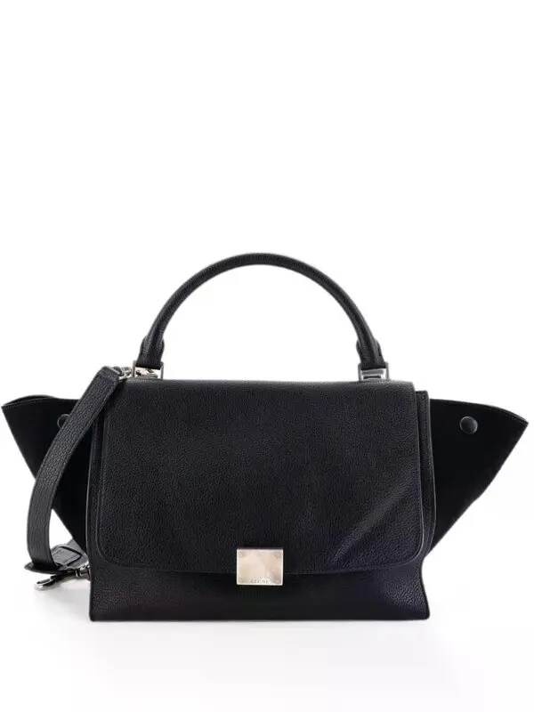 Celine Tricolor Trapeze Bag Leather Small Satchel - Black