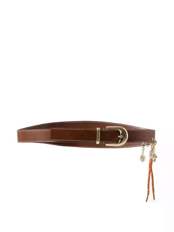 Claudie Pierlot Charm-embellished Topstitched Belt - Brown