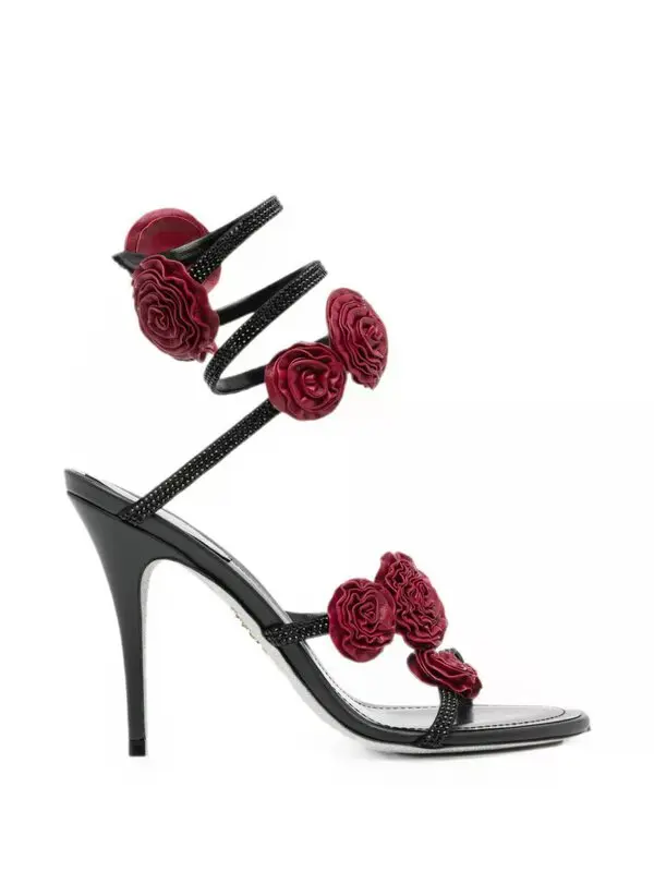 Rene Caovilla Rosalia Floral-embellished Sandals - Black