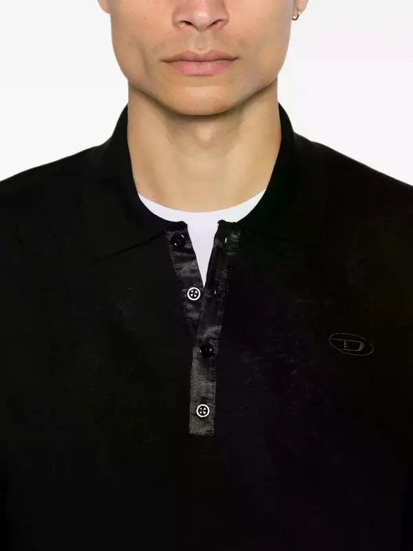 DIESEL® K-vilnius Logo-patch Long-sleeve Polo Shirt