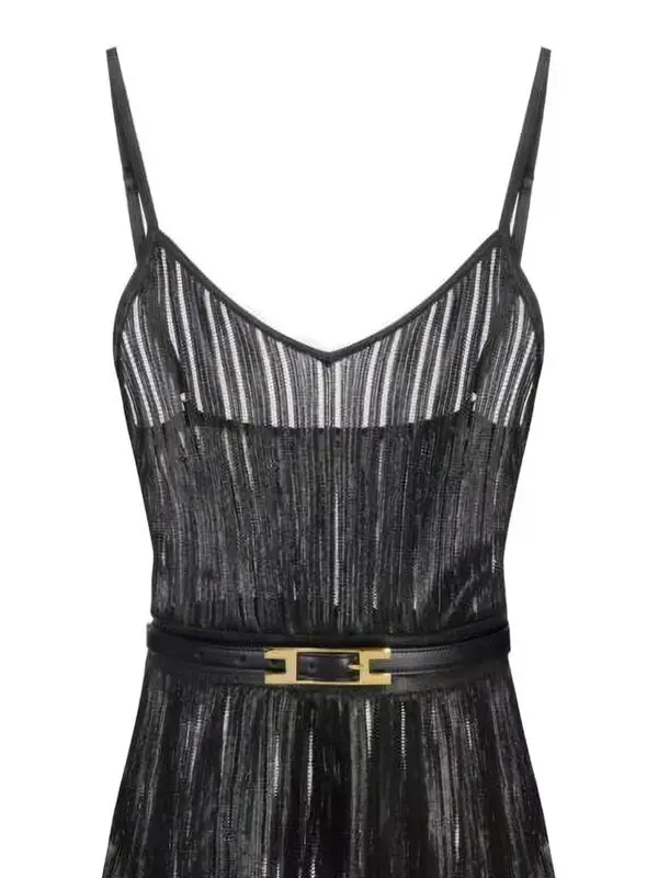 Elisabetta Franchi Lamé-effect V-neck Spaghetti Strap Top With Belt
