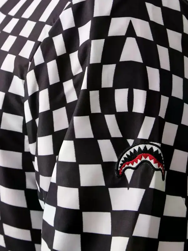 SPRAYGROUND Checkerboard Print Zip-up Hooded Jacket