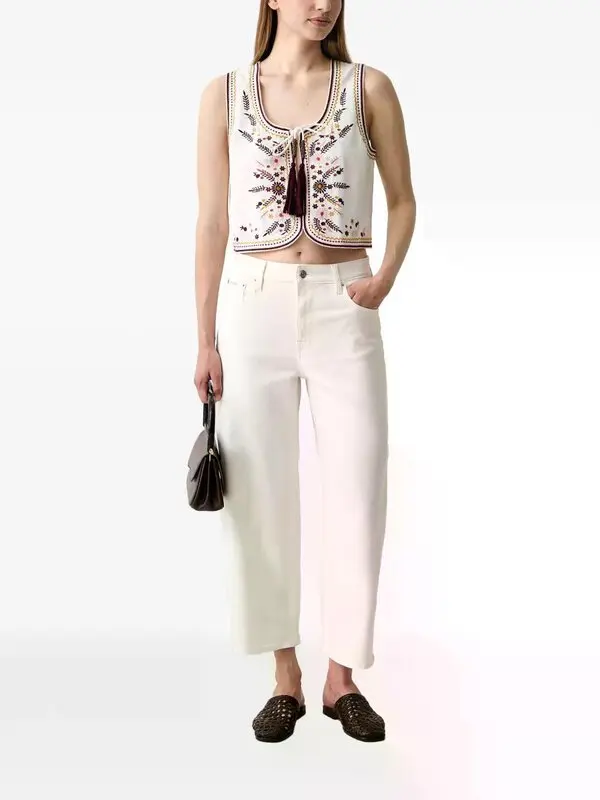 PEDRO DEL HIERRO Embroidered Floral Detail Cropped Top
