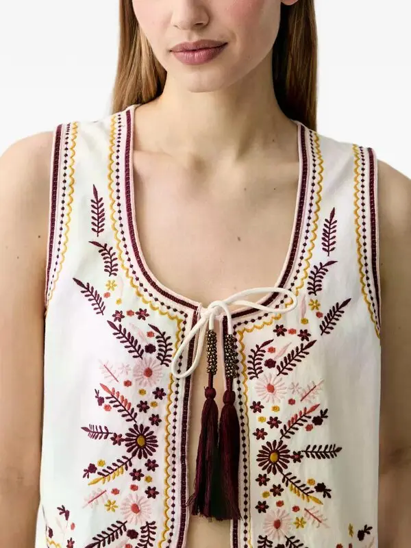 PEDRO DEL HIERRO Embroidered Floral Detail Cropped Top