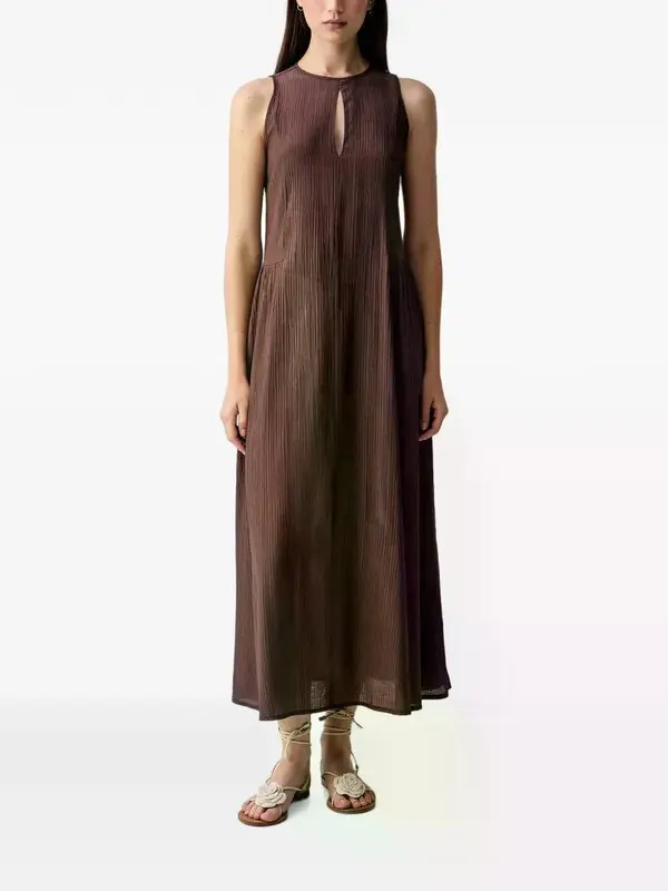 VICOLO Key-hole Midi Dress - Brown
