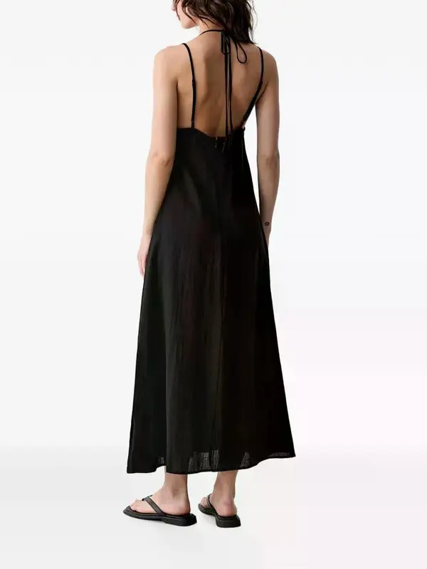 crochet knit beach midi dress in black Pedro Del Hierro Crochet-Knit Halterneck - 25% Off Festival Shop 2 Black A-line Spaghetti Straps shaped opening at the Size:1-2yr