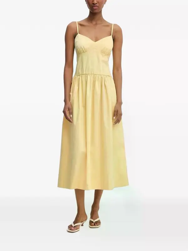 MORGAN Rdady Bow-detail Flared Cotton Midi Dress - Yellow