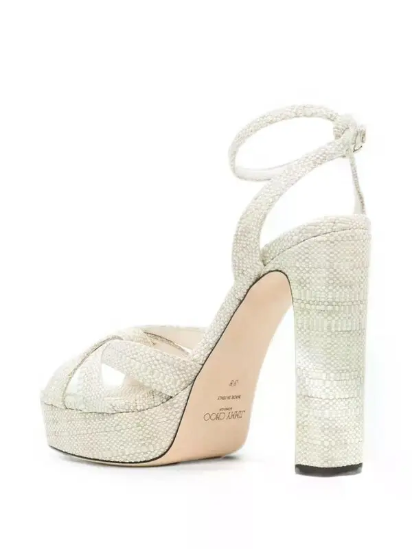 JIMMY CHOO Kove 120 Natural Fine Raffia-effect Platform Sandals