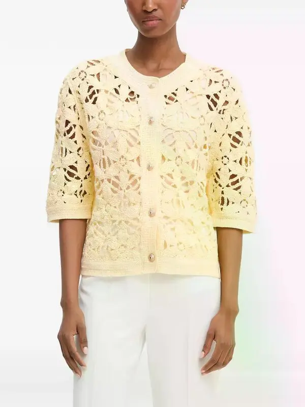 MORGAN Crochet-knit Cardigan - Yellow