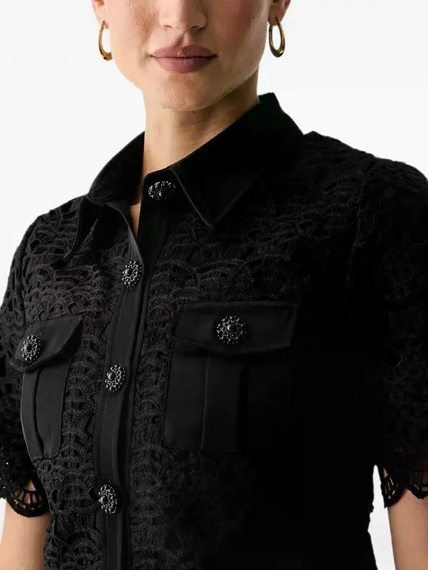 MORGAN Guipure Lace Flap-pocket Shirt
