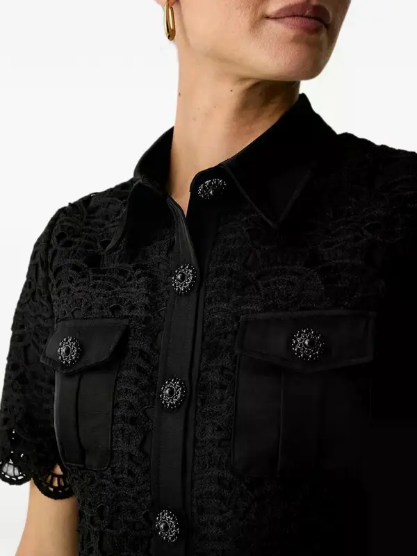 MORGAN Guipure Lace Flap-pocket Shirt