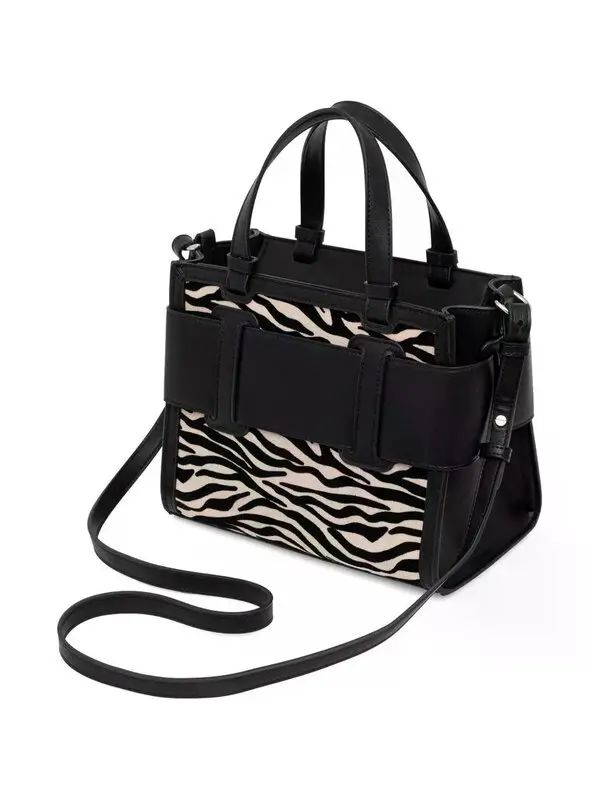 Armani Exchange Zebra Print Logo Plaque Tote Bag