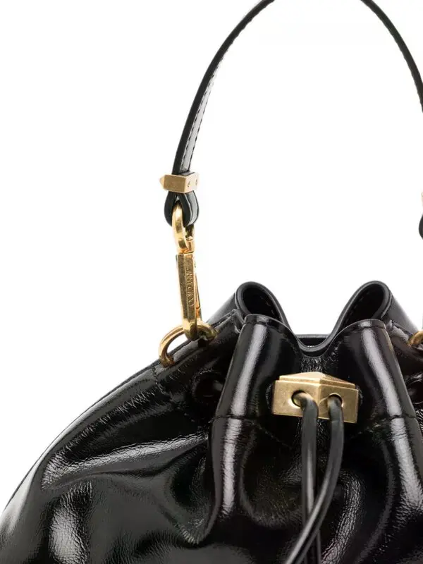 JIMMY CHOO Drawstring-fastening Patent Bucket Bag