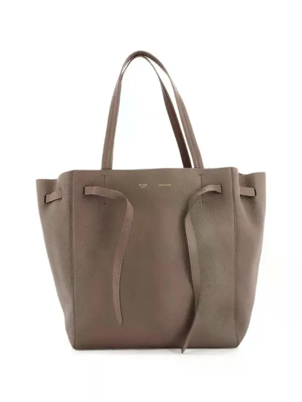 Celine Phantom Tie Cabas Tassel Leather Small Tote Bag - Grey