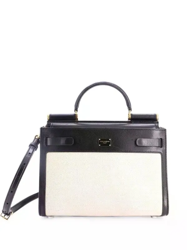 Dolce & Gabbana Sicily 62 Bag Leather Medium Satchel - Black