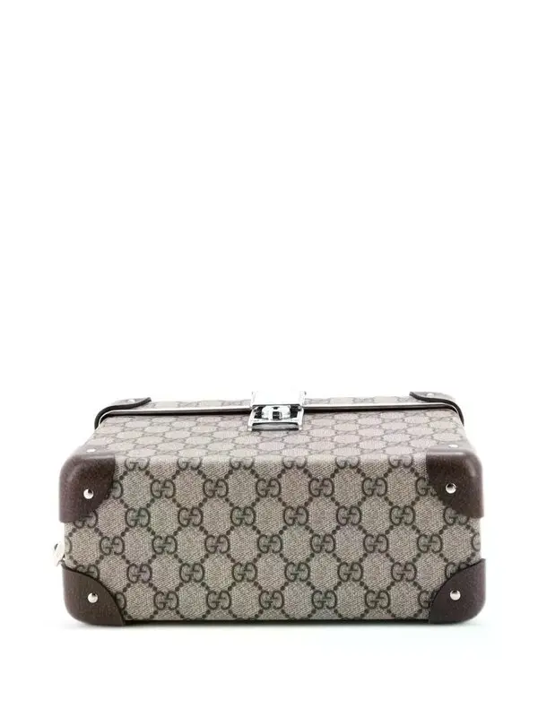 Gucci Bamboo Globe-trotter Vanity Case Gg Coated Canvas Satchel