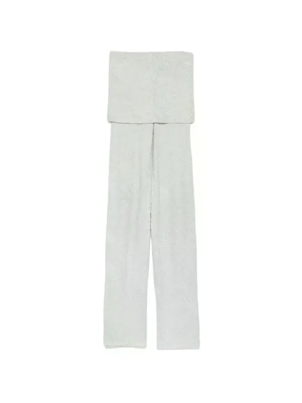 AYA MUSE Foldover-waist Bouclé-knit Trousers - Silver