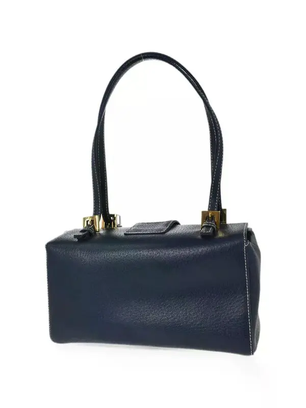 Fendi Grained Leather Baguette Shoulder Bag - Blue