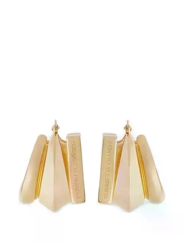 Elisabetta Franchi Logo-engraved Earrings - Gold